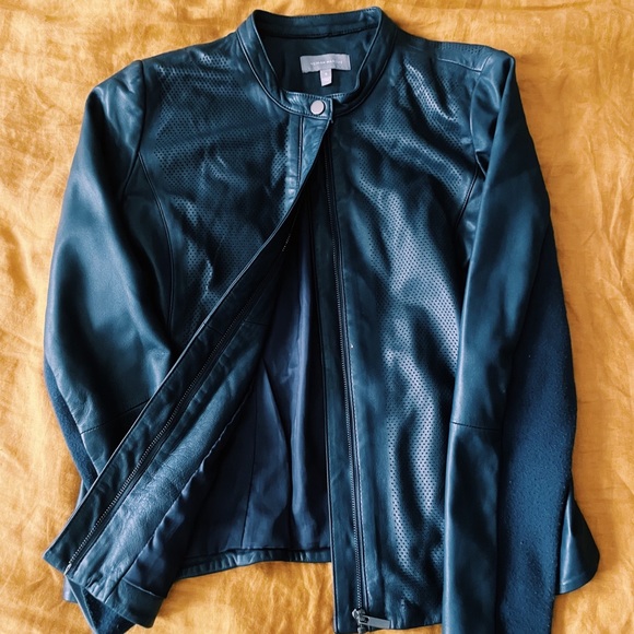 Neiman Marcus | Jackets & Coats | Neiman Marcus Blue Leather Jacket ...